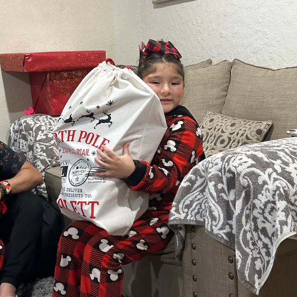 North Pole Santa Sack, Presents Bag, Christmas Gift Sack, Personalized ...