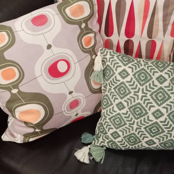Retro Pattern Pillow Case, Mid Century Modern Geometric Pillow Cover ...