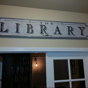 Antique Style the Library Wood Sign Handmade Rustic Wooden Decor - Etsy
