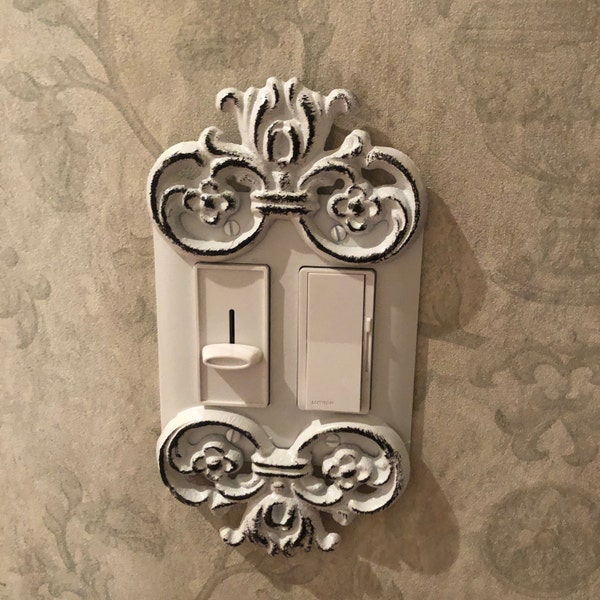 Ornate 2 Rocker Switch Plate Cover, PICK Your COLOR, Metal Wall Decor ...