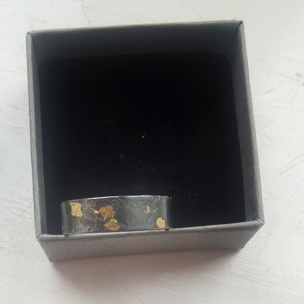 6mm 24K Gold Keum Boo Rustic Ring, Silver&gold Rustic Ring, Unisex ...