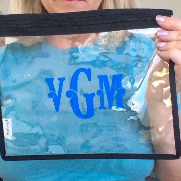 Set of 2 Monogram Clear Bags, Organizational Clear Bag Set With ...