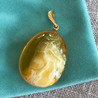 Rare Colour Yellow Amber Pendant, Yellow Baltic Amber Jewelry, Egg Yolk ...
