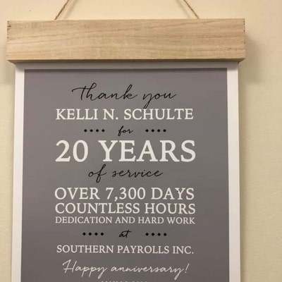 Work Anniversary Printable, Work Anniversary Years of Service Sign ...