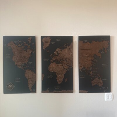 World Map Push Pin Wall Art Cork World Map Board Wooden - Etsy UK