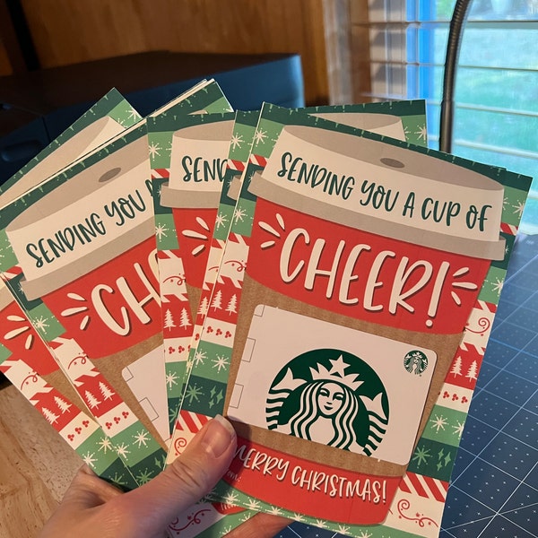 PRINTABLE Sending You a Cup of Cheer! Merry Christmas! Coffee Gift Card ...