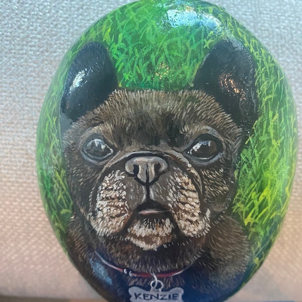 Custom Pet Portrait With Background Painted Rocks From Your Photograph ...