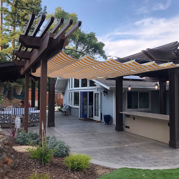 Retractable Pergola Canopy Slide Wire Wave Shade Awning 55" Wide - Etsy