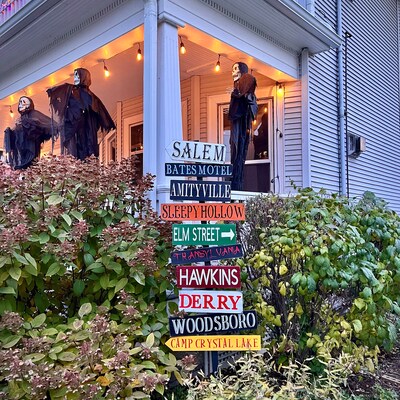 Halloween Directional Sign Halloween Porch Sign Cedar Wood Lawn ...