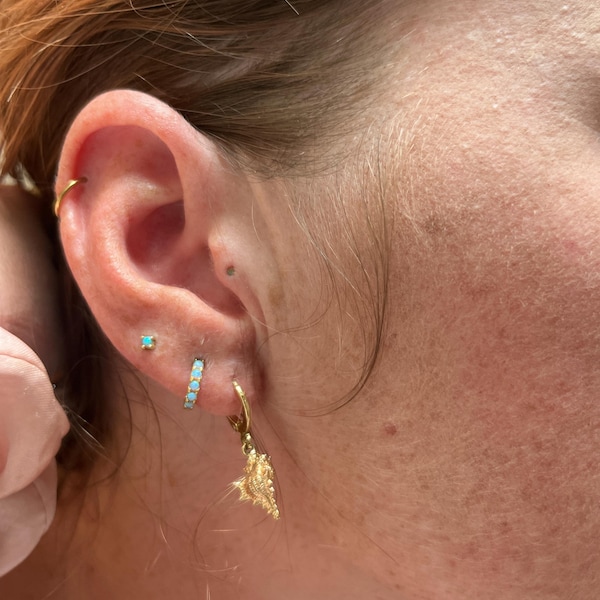 Dainty Bezel Rook Hoop Earring Bezel Stone Helix Hoop Rook Earring ...