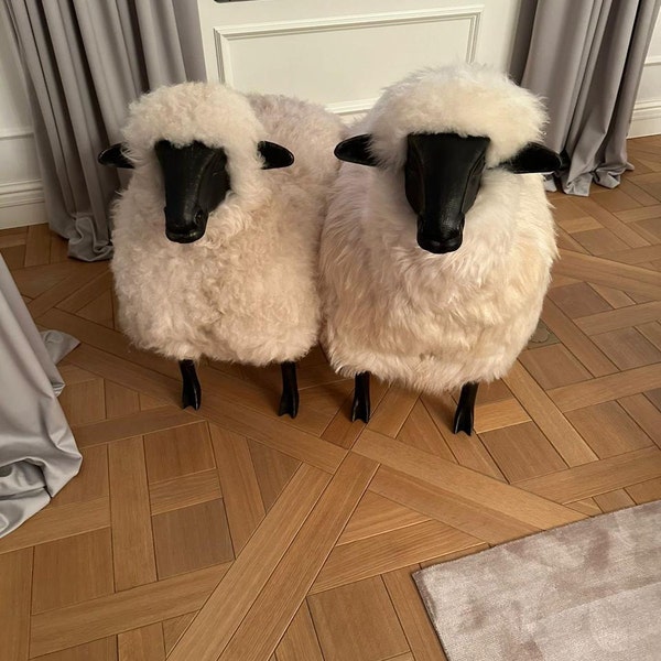 TWO Lalanne Style Couple Sheep Chairs. Luxurious and Fluffy. Life-size ...