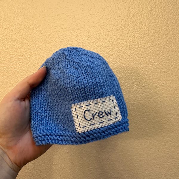 Name Tag ONLY Custom Wording Hand Embroidered Stitched Baby Hats Tags ...