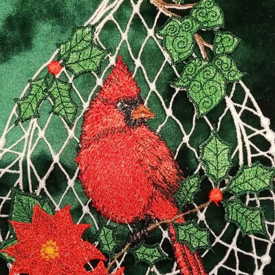 FSL Cardinal Machine Embroidery Freestanding Lace Christmas Bird Design ...