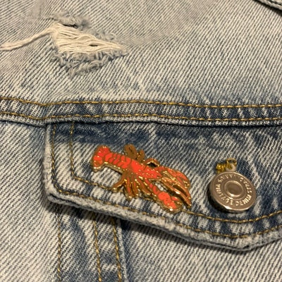 Lobster Enamel Pin, Red and Gold Lobster Pin, Single Hard Enamel Pin ...