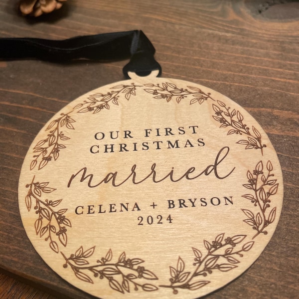 Personalized First Christmas Ornament: Engraved Newlywed Gift, Wedding ...