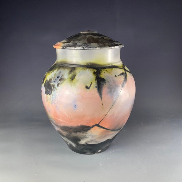 Ceramic Urn Red Green Urn Urns for Human Ashes Raku Urn Handmade Art Urn - Etsy