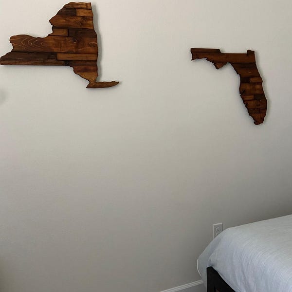 State Sign Wooden Home State Wall Art Wood State Cutout Rustic State ...