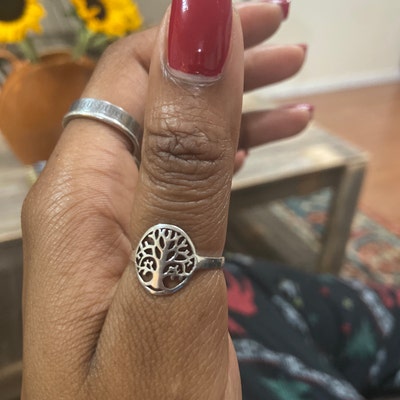 Sterling Silver Small Tree of Life Ring, Leaf Ring, Tree Ring, Fortune ...