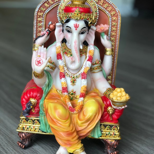 L107 Ganesh on Throne 10" Ganesh Asana - Etsy