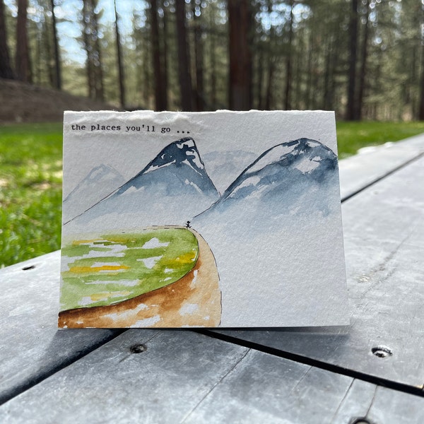 Trail Runner Card, Trail Running Card, Running Card, Hand Painted Card ...