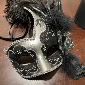 Black Gold Masquerade Ball Mask for Black Dress Formal Party Birthday ...