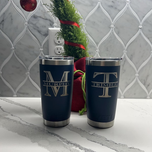 Personalized Initial YETI Tumbler: Laser Engraved 20 Oz Stainless Steel ...