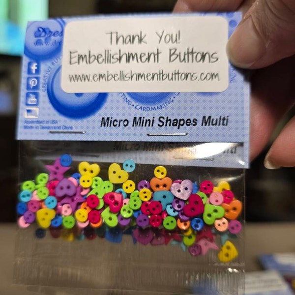 Micro Mini MULTI-MIX Shapes Star & Heart Round Buttons Collection Sold ...