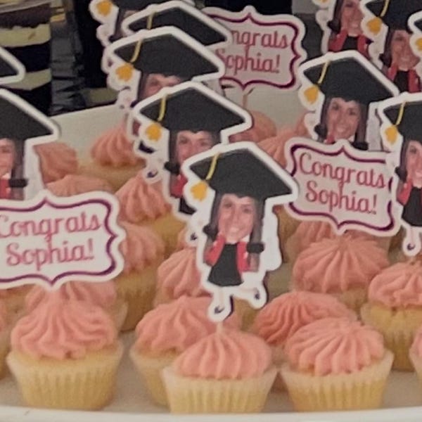 Graduation Photo Cupcake Toppers | Custom Photo Face Cupcake Toppers ...