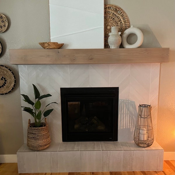 Fireplace Mantel, Alder Wood Mantel, Floating Mantel, Modern Mantel ...