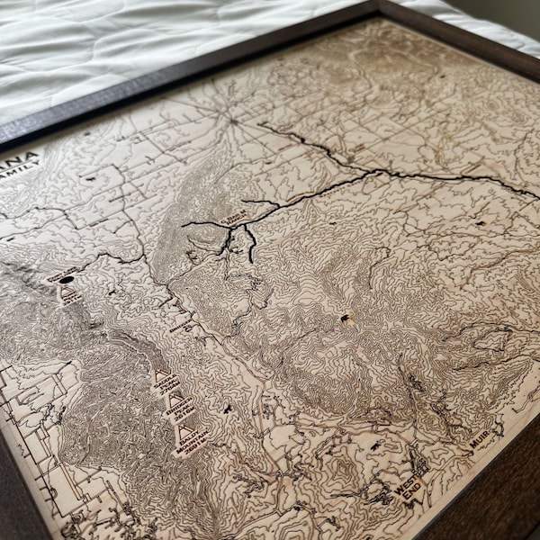 Custom 3D Topographic Wood Map of Any Location: Personalized Laser ...