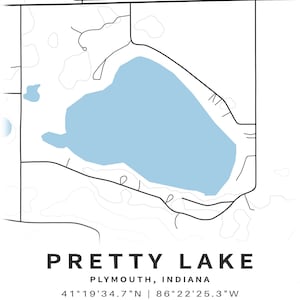 Custom Lake Map Print, Lake House Art Digital Download Lake Poster Wall ...