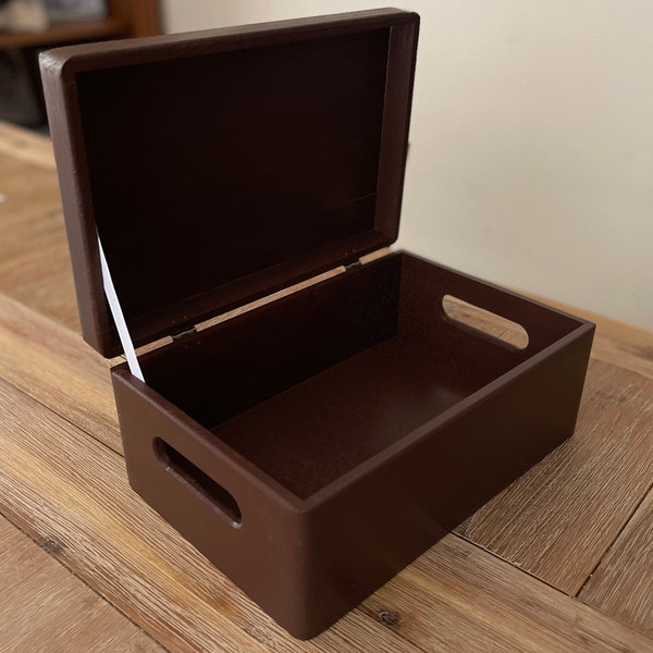 Large Pink Wooden Storage Box With Hinged Lid 11.8 X 7.87 X 5.51 in / 0 ...
