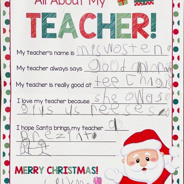 Teacher Appreciation Week Printable, All About My Teacher, Teacher ...