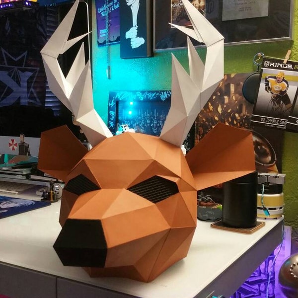Deer Mask, Low Poly Paper Craft Template, Printable Paper Mask, Instant ...
