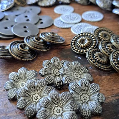 Metal Buttons Star Polygon Domed Brass Green Metal Shank Buttons 25mm 1 ...