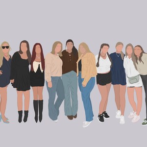 Custom Group Portrait, Faceless Portrait, Team Drawing, Portrait ...