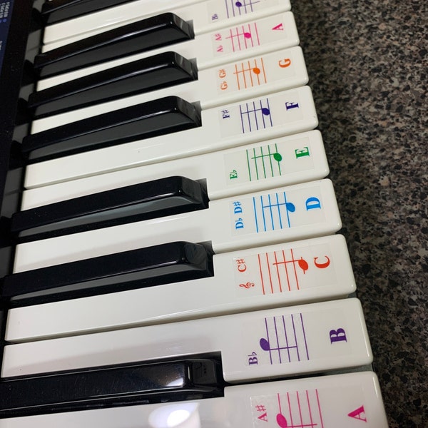 Color Piano Stickers for 49/61/ 76/88 Key Keyboards – Transparent and ...