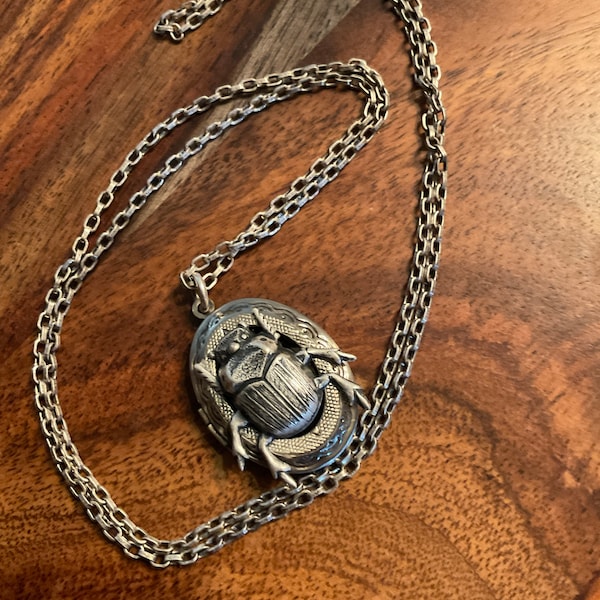 Silver Beetle Locket Oval Insect Locket Entomologist Gift Gothic Bug ...