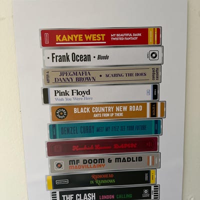 Personalised CD Stack Print, Retro Music Poster, Custom Favourite Song ...