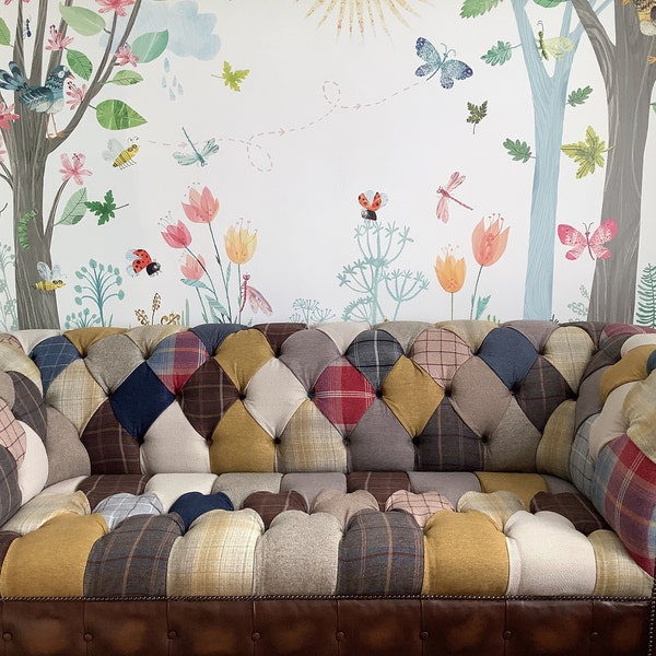 Unique British Handmade 3 Seater Patchwork Chesterfield Sofa ...