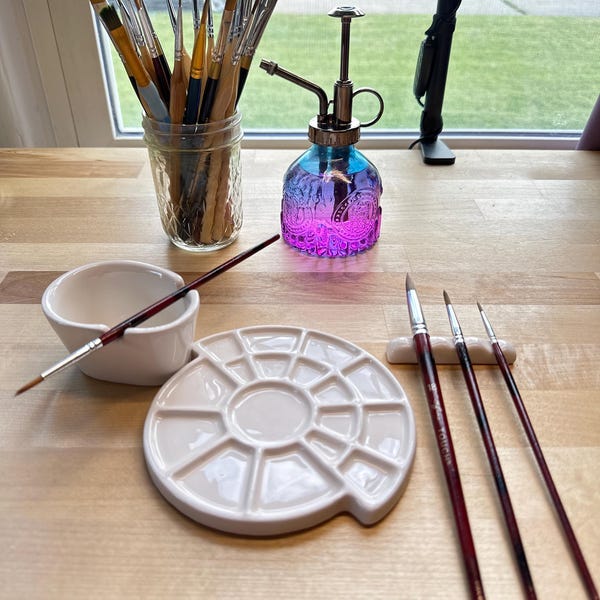 Ceramic Watercolor Kit, Watercolor Palette, Ceramic Artists Palette ...