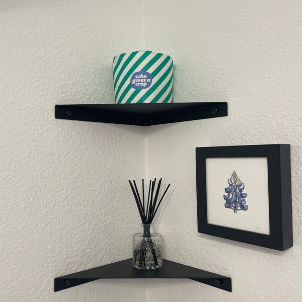 Metal Triangle Corner Wall Shelf, Multiple Sizes Available, Black or ...