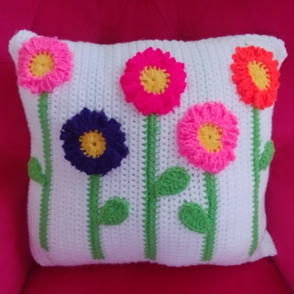 Crochet Pattern Daisy Pillow Crochet Pillow Crochet DIY Decor Farmhouse ...