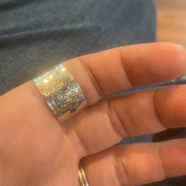 Keep F**king Going Ring . Wide Sterling Silver Secret Message Thumb ...