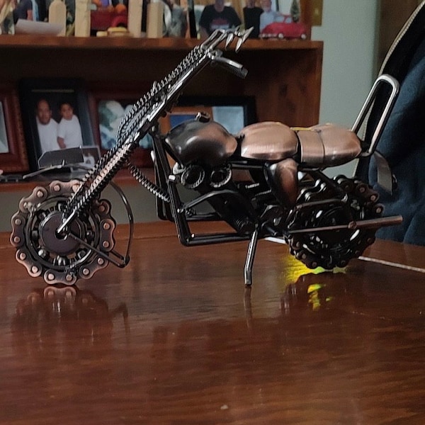 Handmade Scrap Metal Motorcycle Model: Copper Finish Biker Decor - Etsy