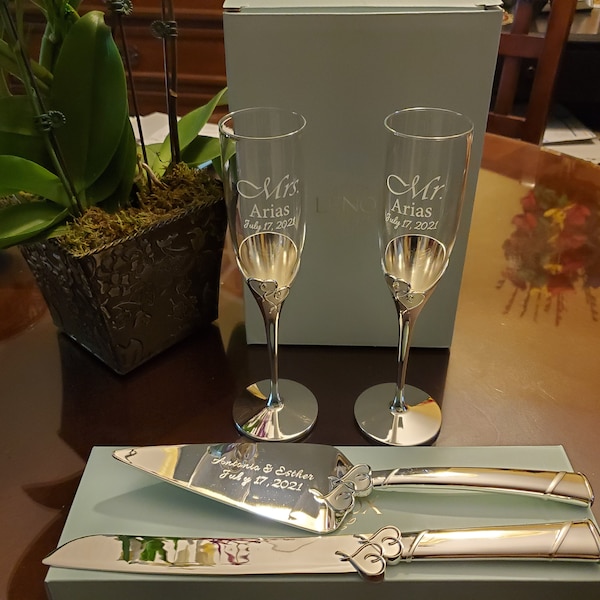 Lenox True Love Silver Personalized Wedding Cake Cutting Set Bundle ... Lenox True Love Silver Personalized Wedding Cake Cutting Set Bundle ...
