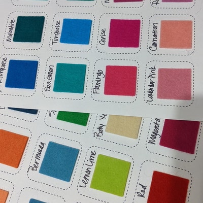 100% Wool Felt, Sampler, Swatches, CHOOSE TWELVE COLORS, Your Choice ...