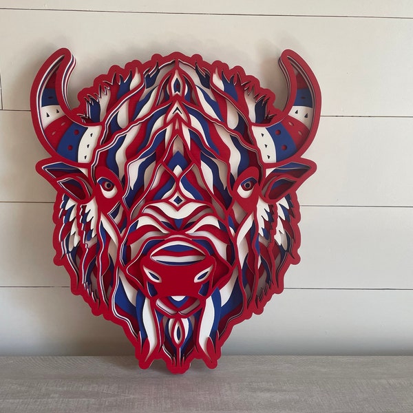 Bison Head Layered Design for Cutting, Vector File for Laser and Paper ...