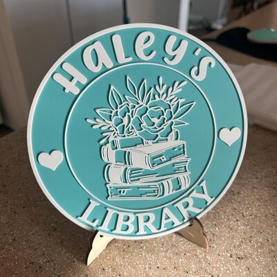 Personalized Laser Engraved Birch Wood Library Street Sign Bookshelf ...