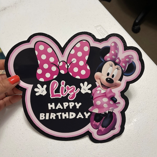 Minnie Mouse Pink Cake Topper, Minnie Mouse Pink Birthday Cake Topper ...